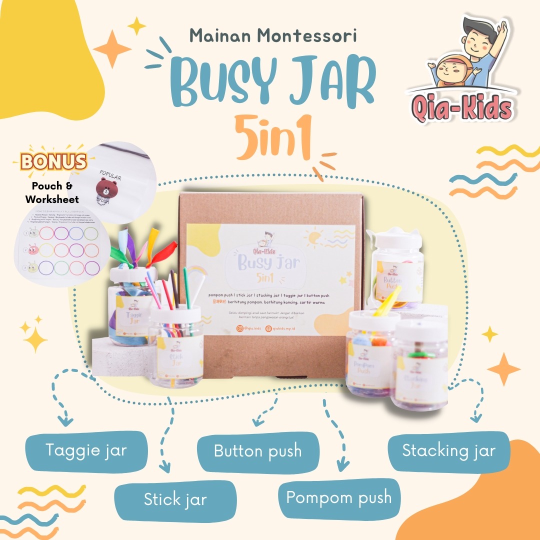 Mainan Montessori Busy Jar Set 5in1