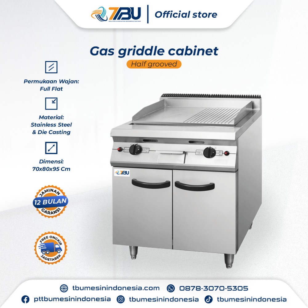 Gas Griddle Cabinet Half Grooved TBU-HG04