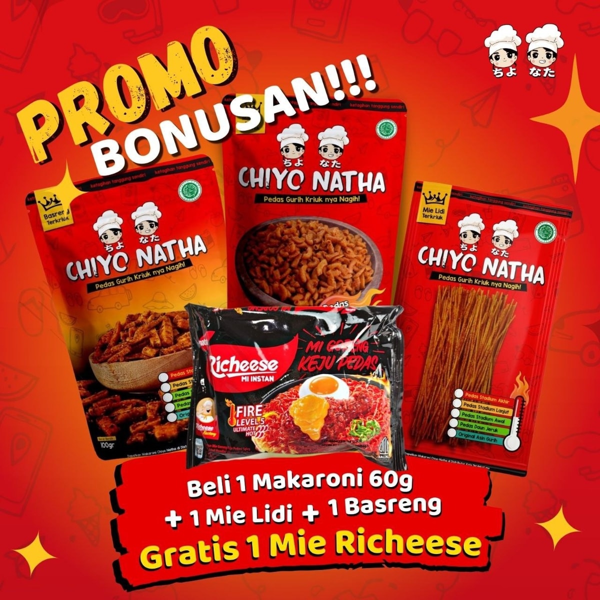 Paket Bonus Mie Recheese B (Beli 3 Produk Chiyo Natha Gratis Mie Recheese)