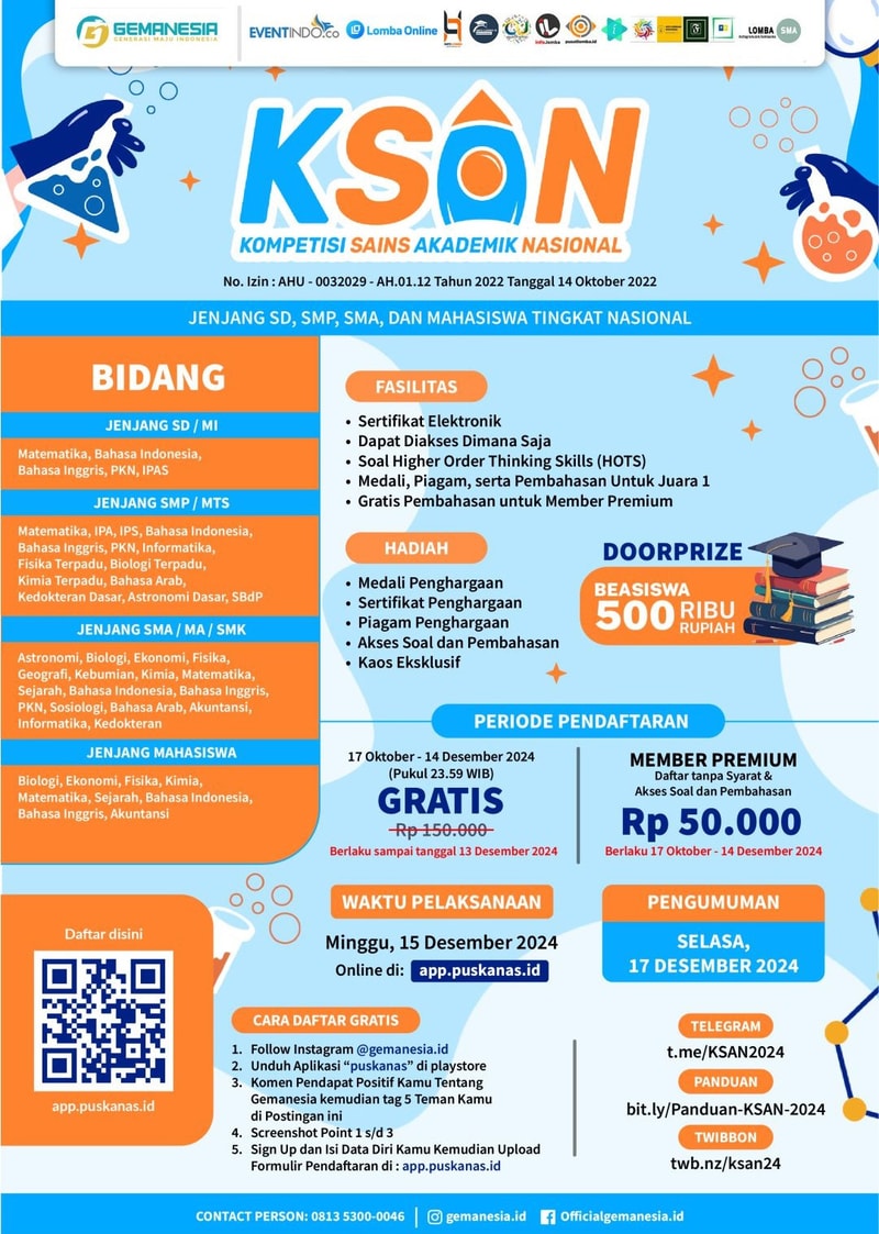 KOMPETISI SAINS AKADEMIK NASIONAL (KSAN) 2024